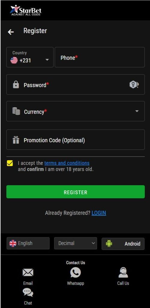 Starbet Liberia online Platform